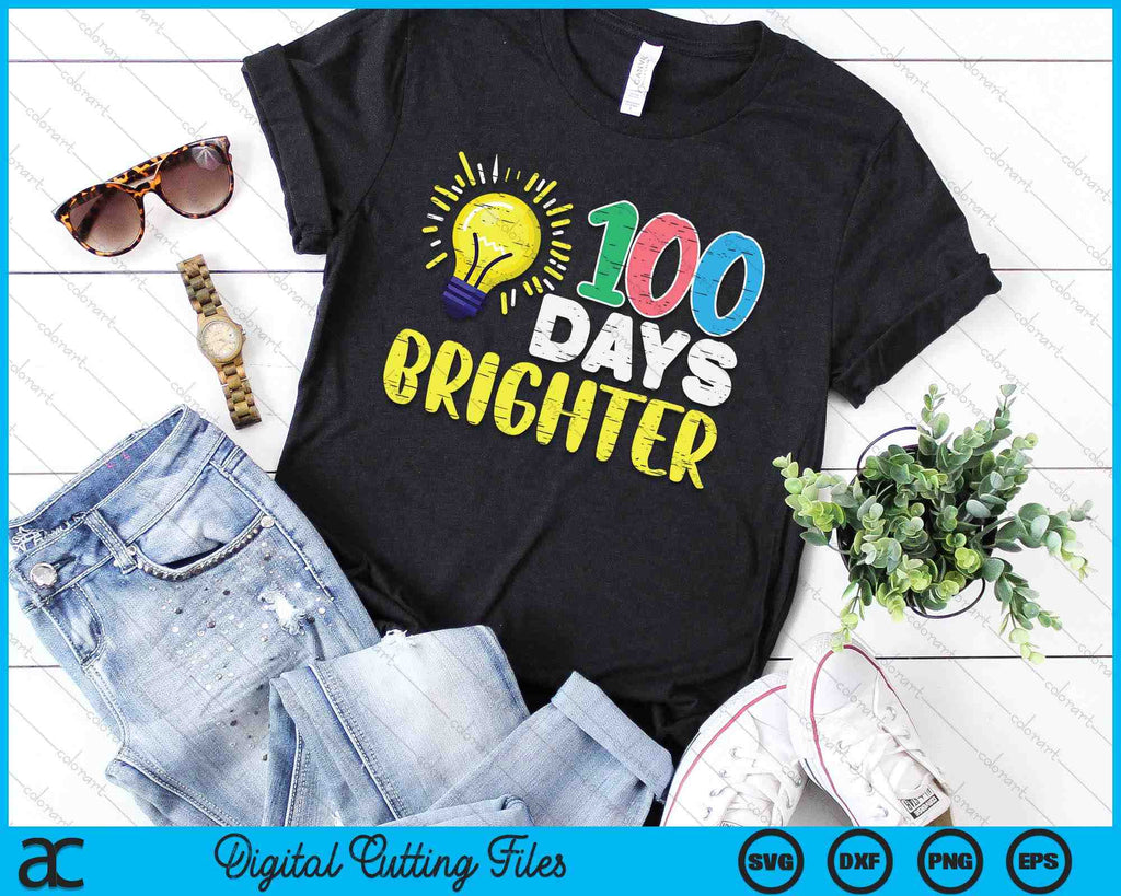 100 Days Brighter Light Bulb 100th Day SVG PNG Digital Printable Files ...