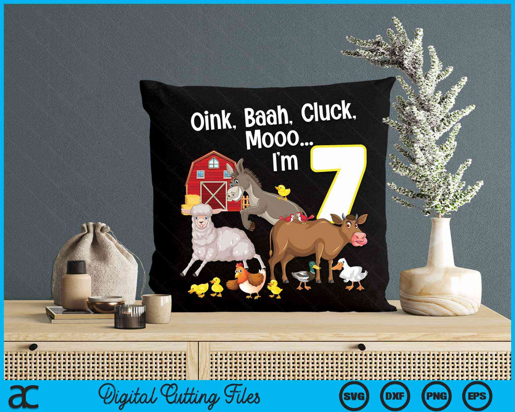 7th Birthday Seven Year Old Farm Birthday Party Animals SVG PNG Files ...
