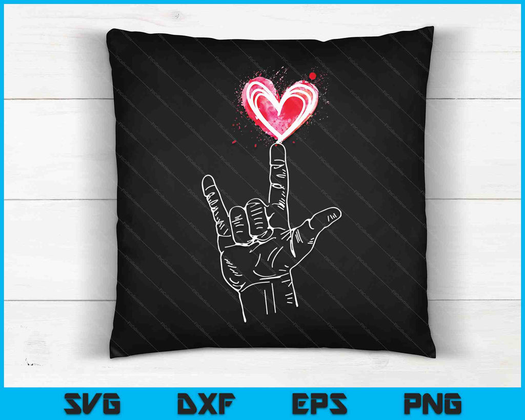 ASL I Love You Hand Sign Language Heart Valentine's Day SVG Files ...