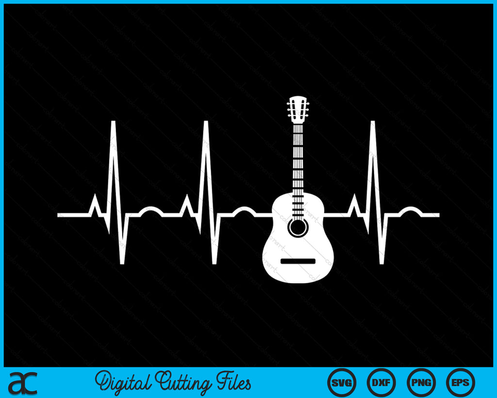 Acoustic Guitar Heartbeat SVG PNG Digital Cutting File – creativeusarts