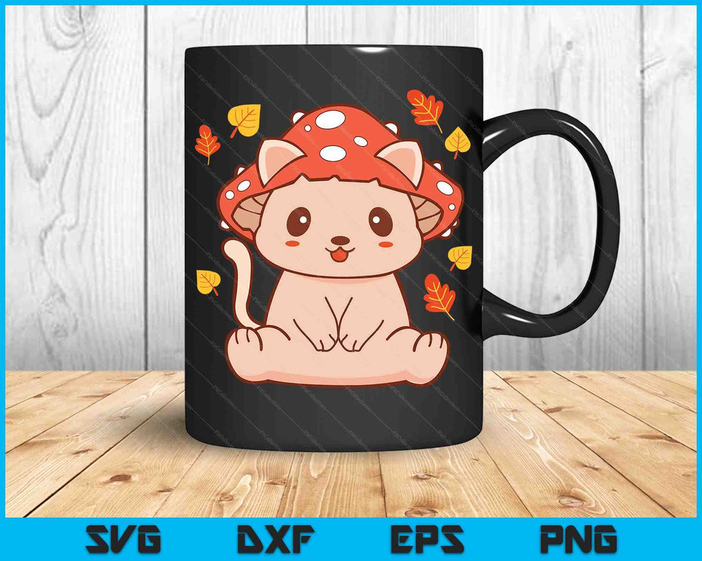 Cute Kawaii Toadstool Cat Aesthetic Mushroom Kitten SVG PNG Files – creativeusarts