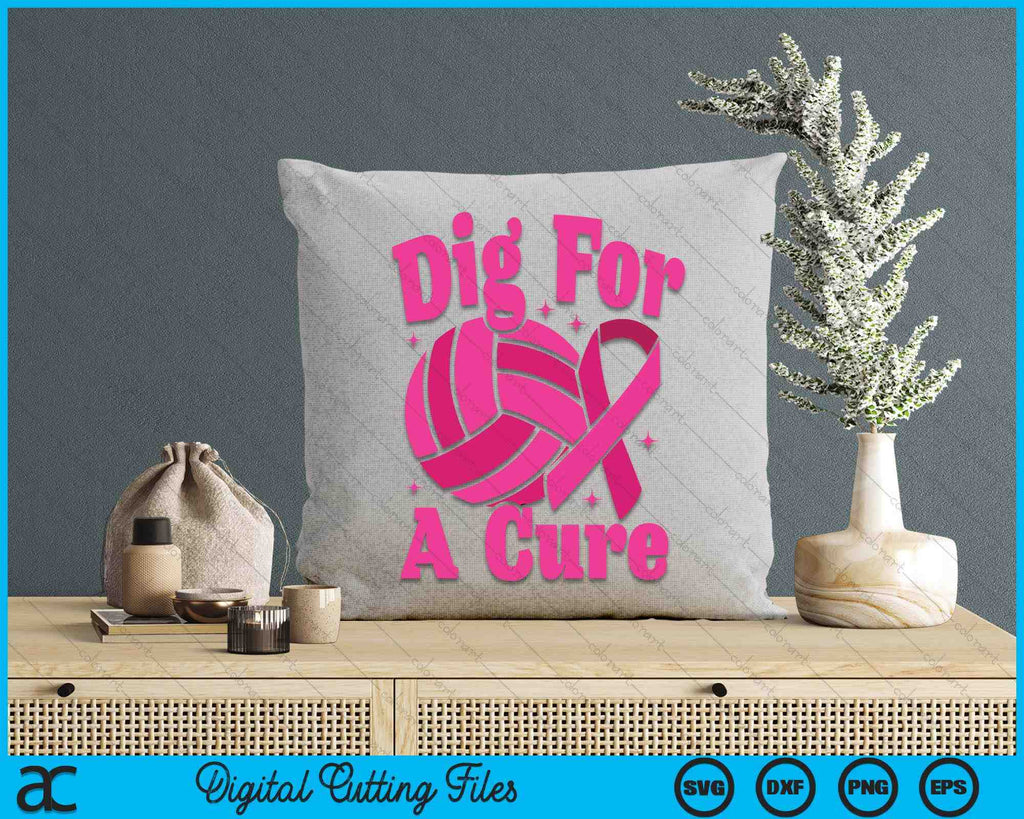 Dig For A Cure Volleyball Breast Cancer Awareness SVG Cutting Files ...