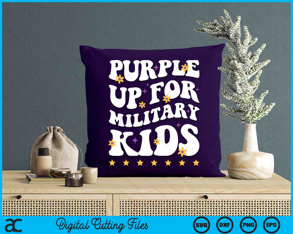 Groovy Purple Up For Military Kids Military Child Month SVG PNG Files ...