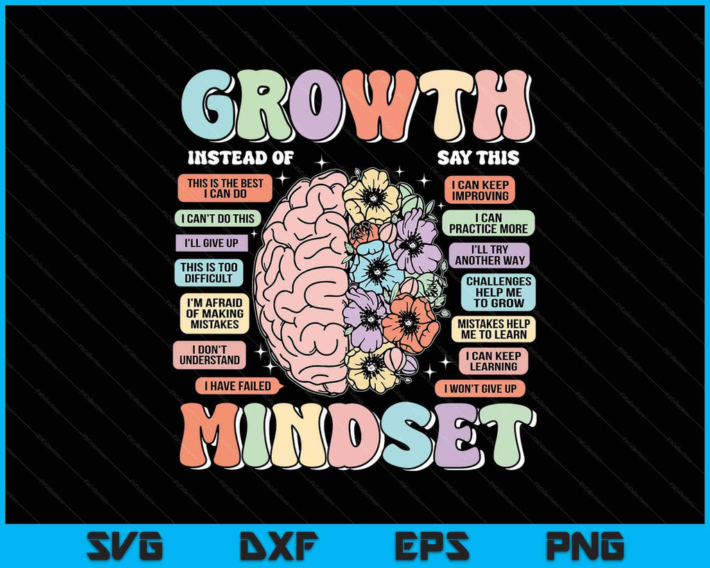 Growth Mindset Brain Positive School Classroom Teacher SVG PNG Files ...