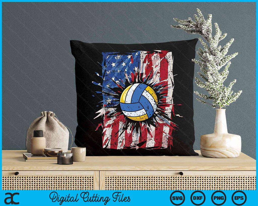Patriotic Volleyball 4th Of July USA American Flag SVG Cutting Files ...