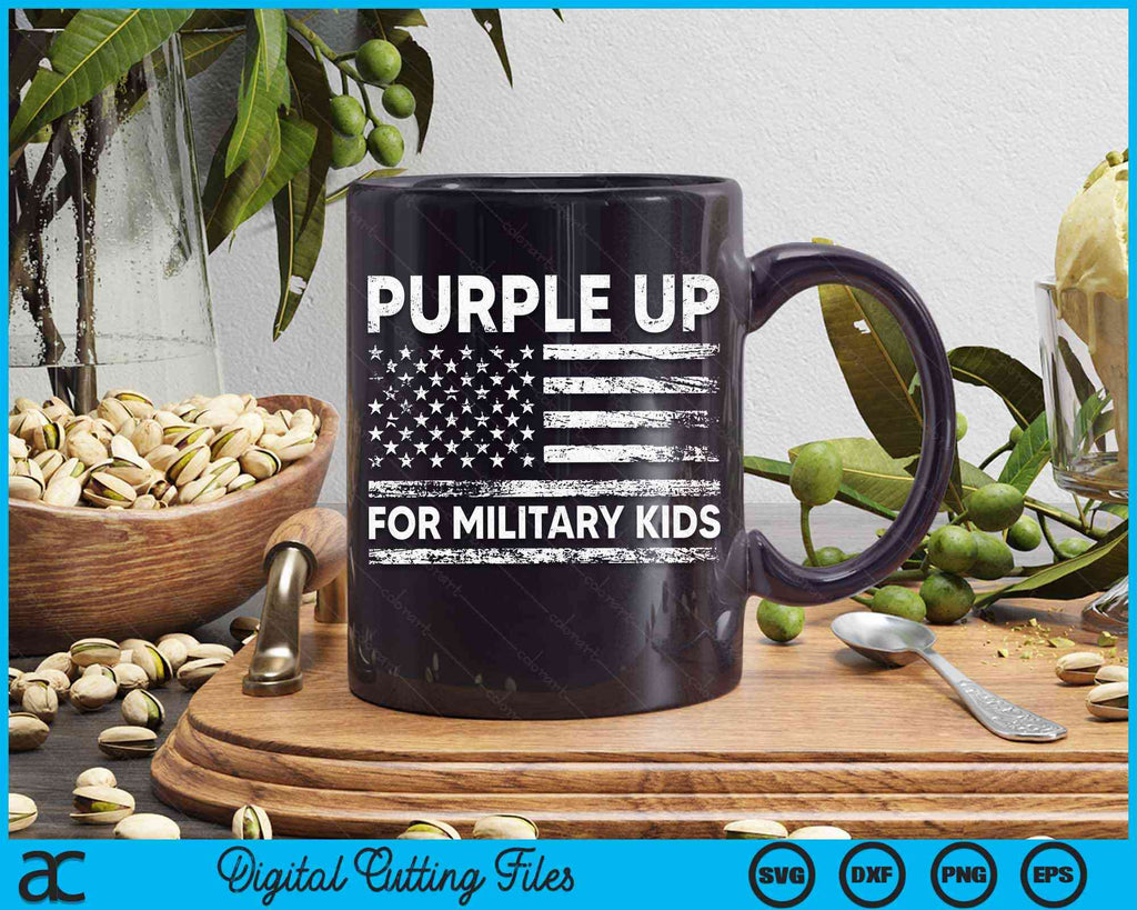 Purple Up For Military Kids Military Child Month USA Flag SVG PNG File ...