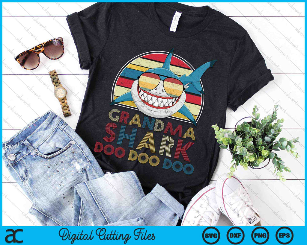 Retro Vintage Grandma Sharks SVG PNG Digital Cutting Files – creativeusarts