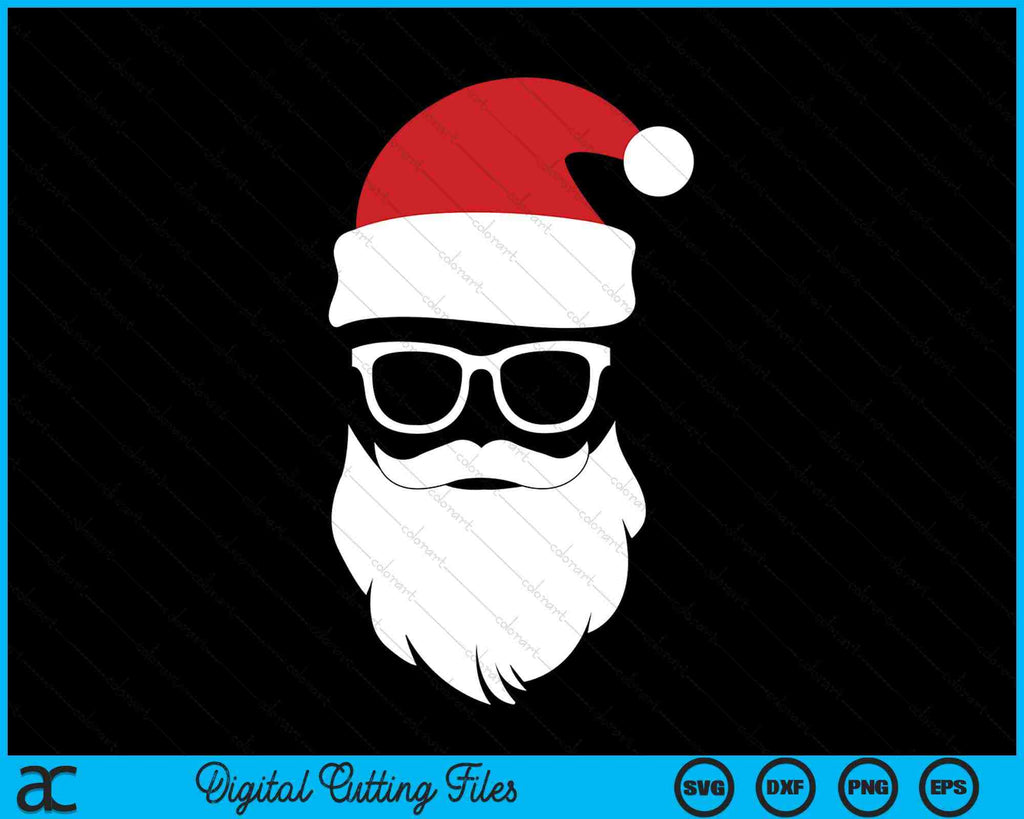 Santa Claus Hat Sunglasses Beard Santa SVG Digital Cutting Files ...