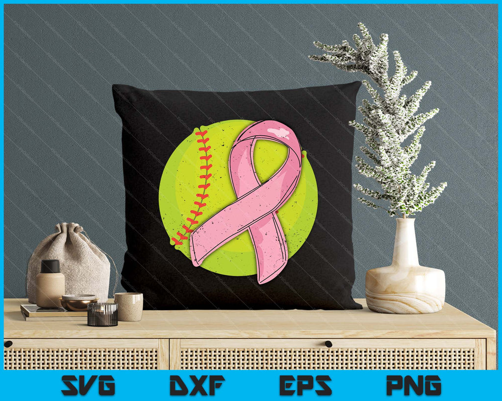 Softball Pink Ribbon Breast Cancer Awareness Sport Lover SVG PNG Files ...