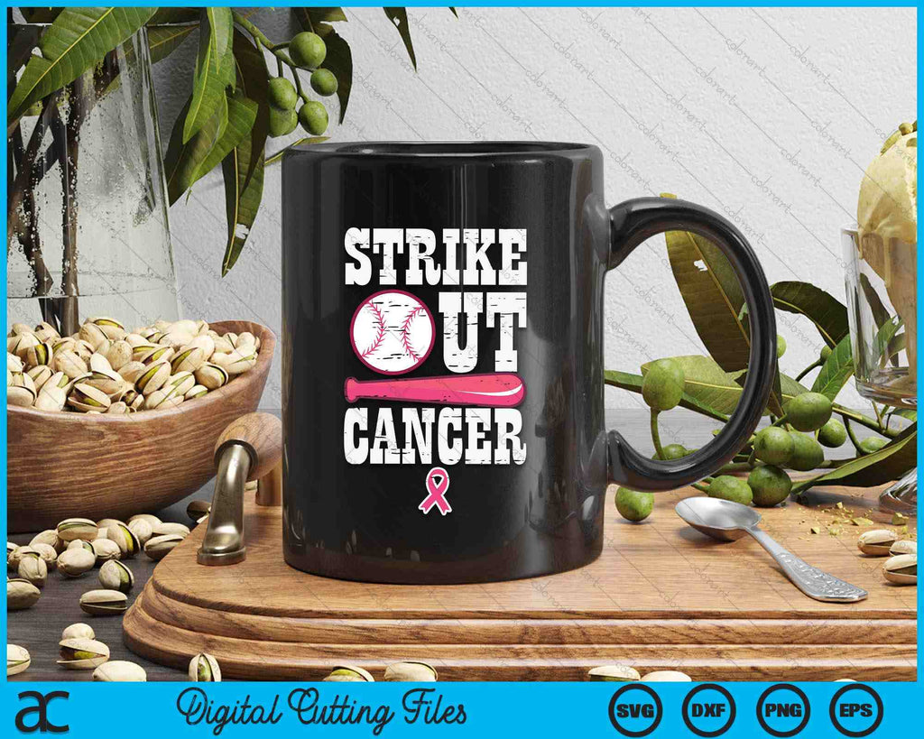 Strike Out Cancer Baseball Breast Cancer Awareness SVG PNG File – creativeusarts