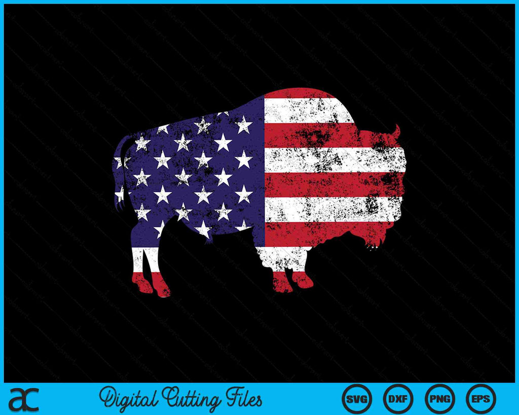 Vintage Bison American Flag Buffalo Simple SVG PNG Cutting Files ...
