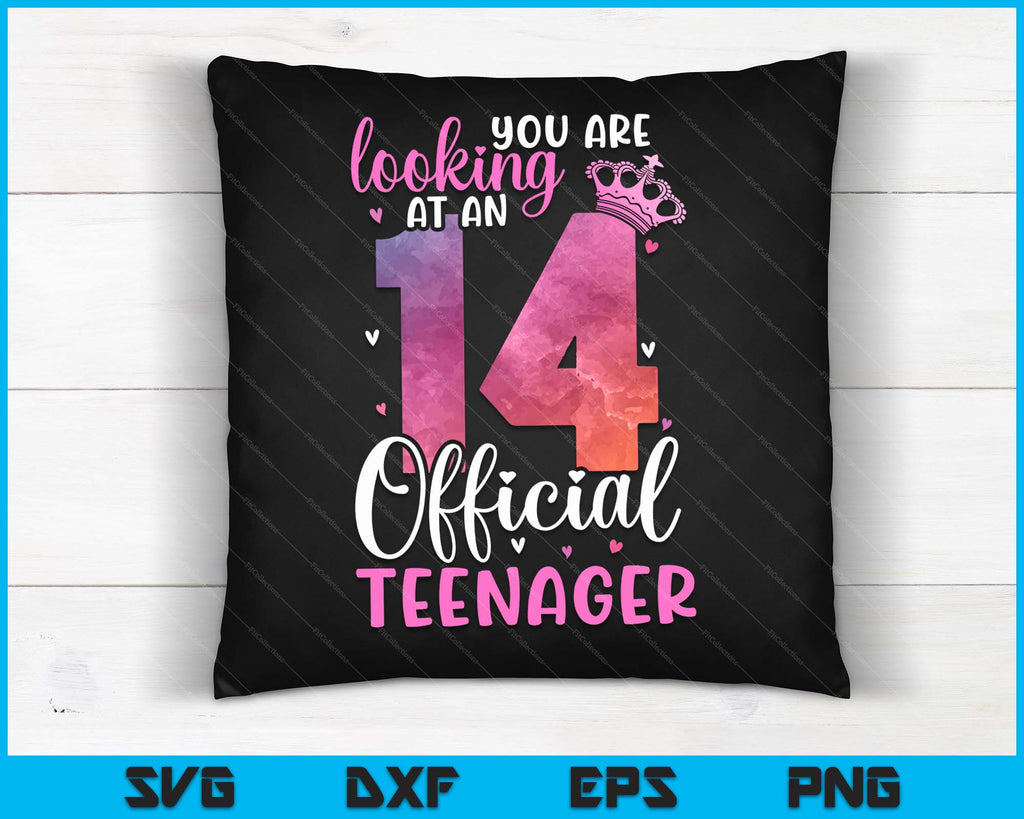 14th Birthday Girls 14 Years Cute Official Teenager Birthday SVG Files ...