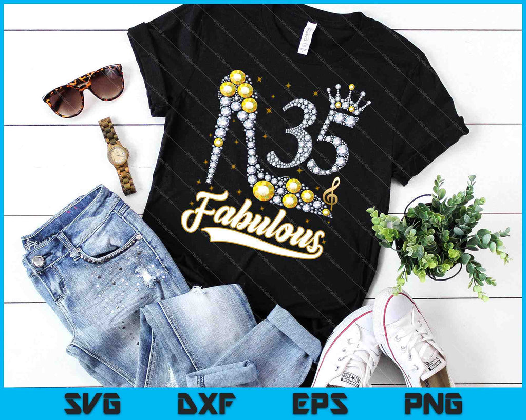 35 And Fabulous 35th Birthday Diamond SVG PNG Files – creativeusarts