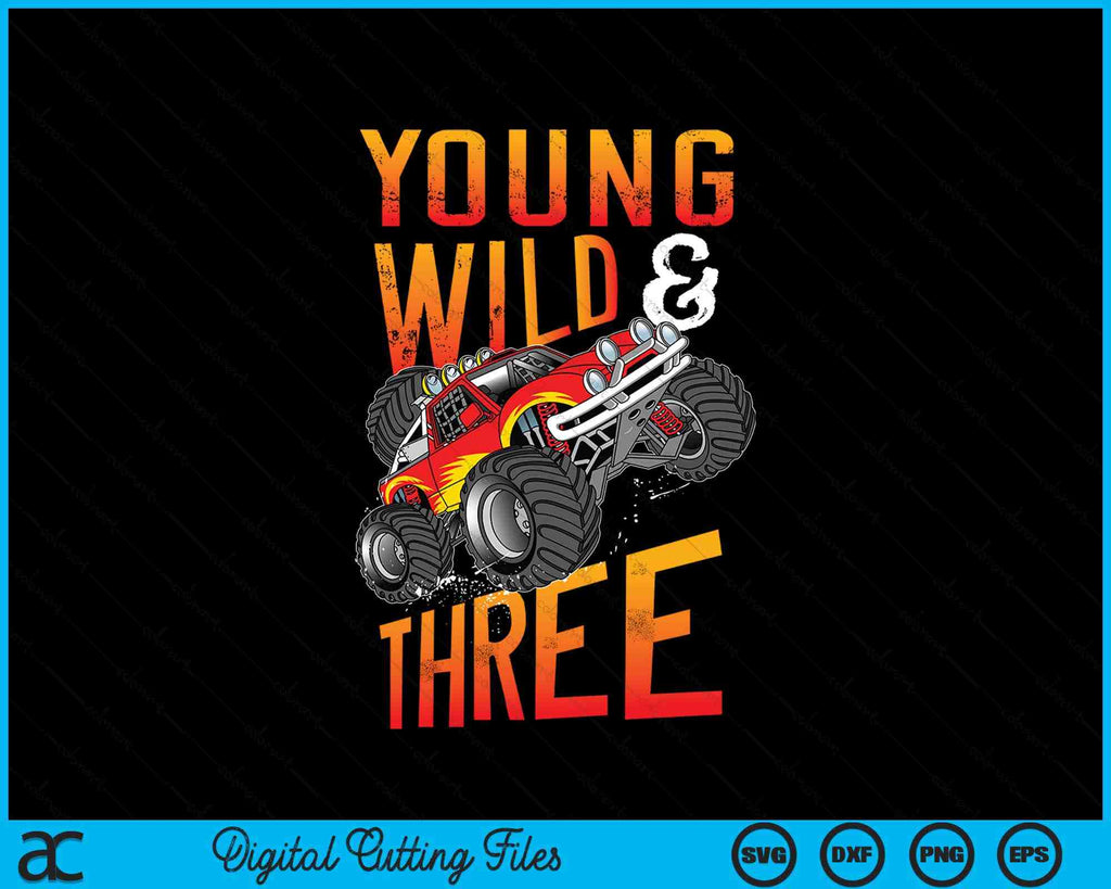 3rd Birthday Boy Monster Truck Rule JAM Three Years SVG PNG Files ...