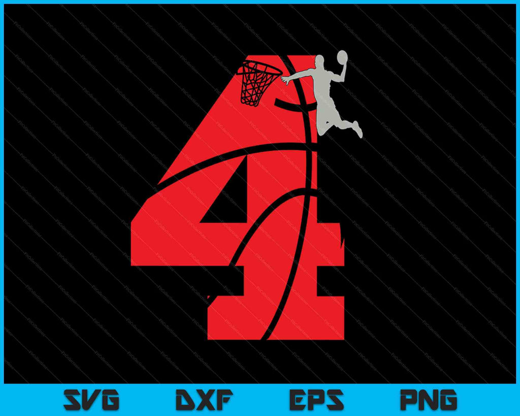 4 Year Old 4th Basketball Birthday Party Theme SVG PNG Digital Files ...
