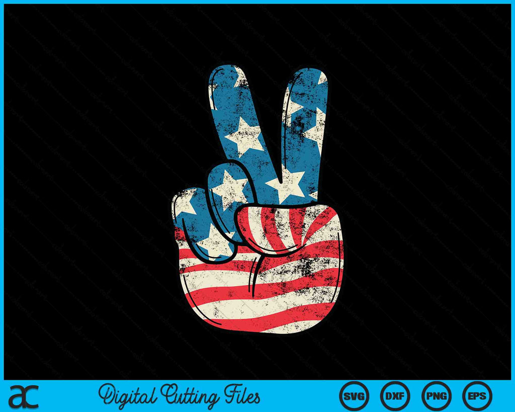 American Flag Peace Sign Hand 4th of July Patriotic SVG PNG Files ...