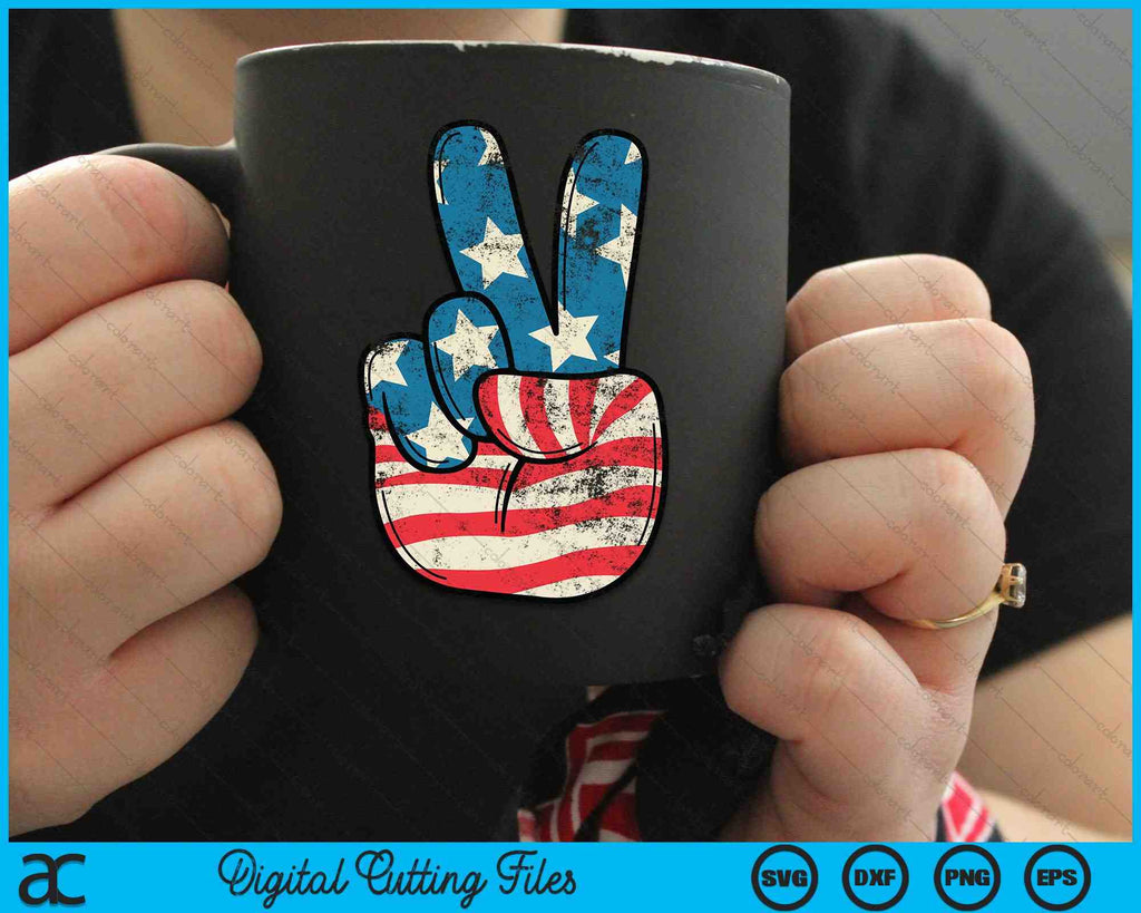 American Flag Peace Sign Hand 4th of July Patriotic SVG PNG Files ...