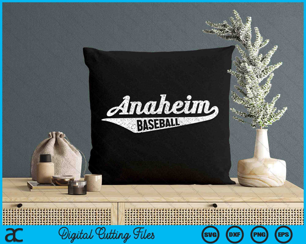 Anaheim Baseball Script Vintage Distressed SVG Digital Cutting Files ...