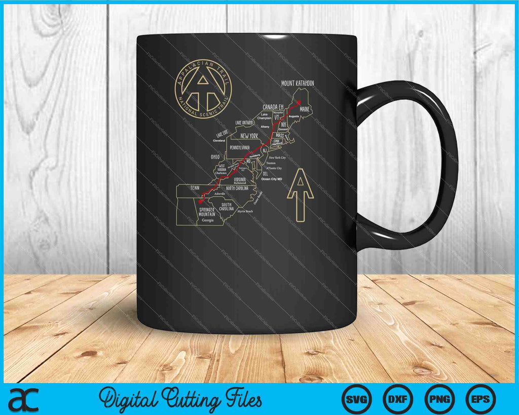 Appalachian Trail Hiking Map Outdoor Adventure Trailing SVG PNG Files ...