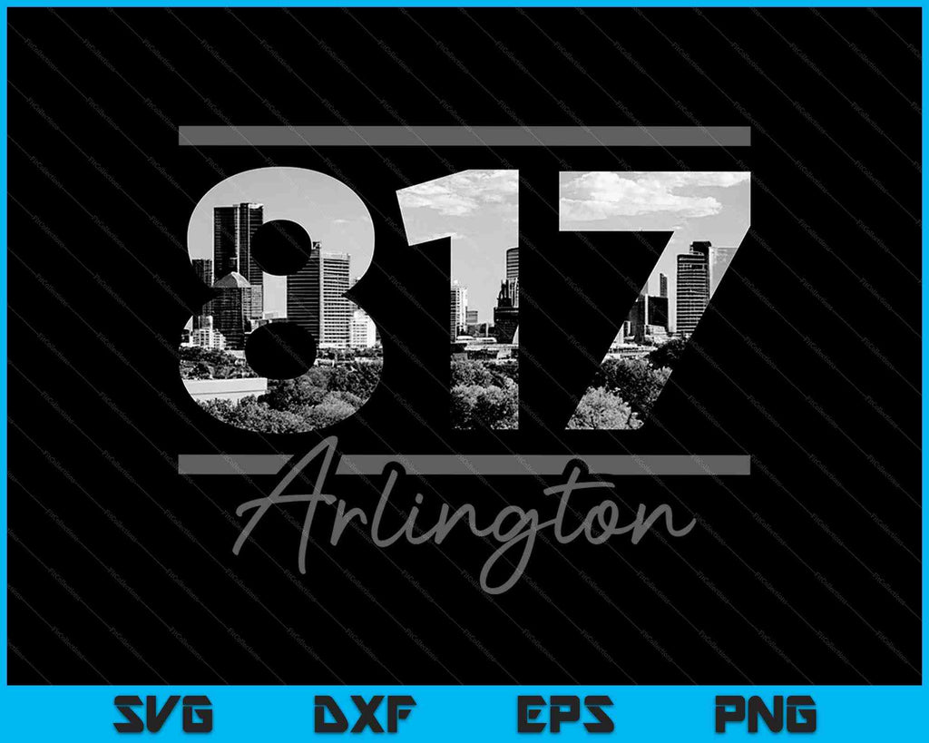 Arlington 817 Area Code Skyline Texas Vintage SVG PNG Files ...