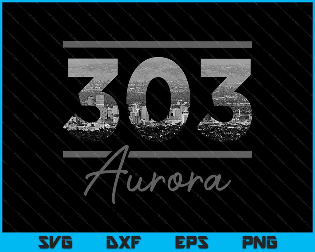 Aurora 303 Area Code Skyline Colorado Vintage SVG PNG Cutting Files ...