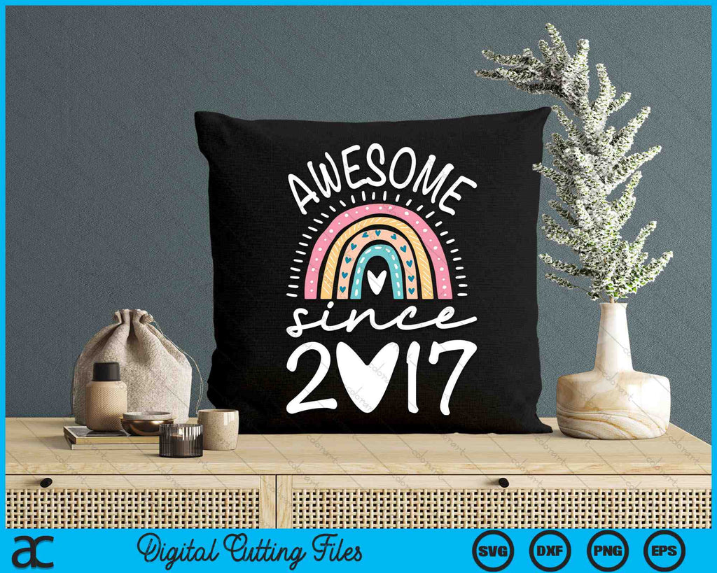 Awesome Since 2017 7th Birthday Rainbow SVG Digital Printable Files ...