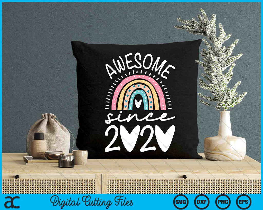 Awesome Since 2020 4th Birthday Rainbow SVG Digital Printable Files ...