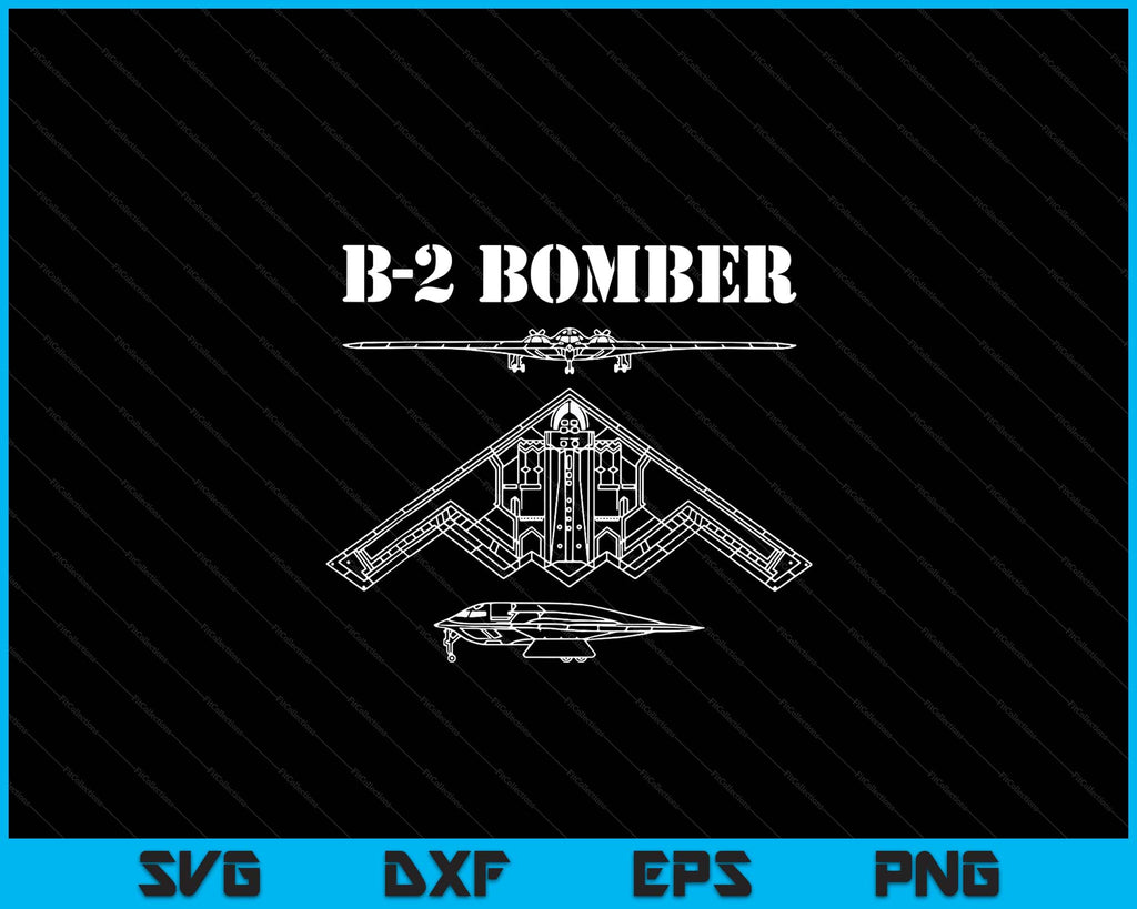 B-2 Bomber Aircraft Schematic Military Stealth Bomber B2 SVG PNG Files ...