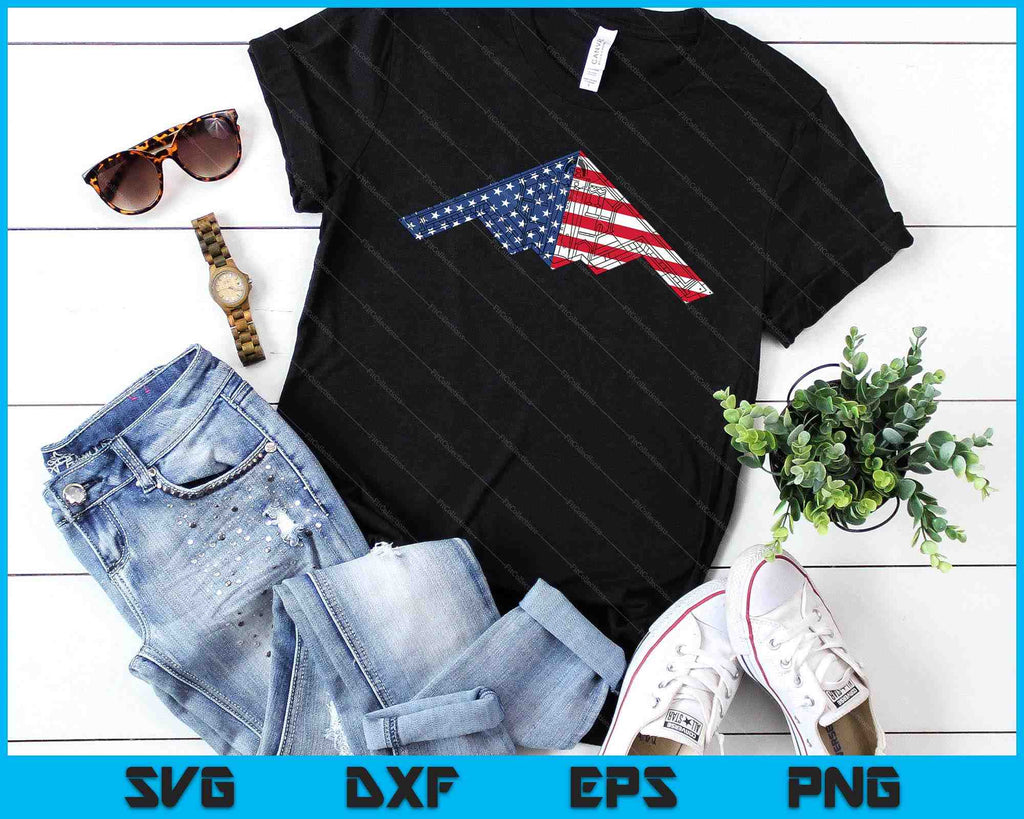 B-2 Bomber Stealth Aircraft Schematic American Flag B2 SVG PNG Files ...