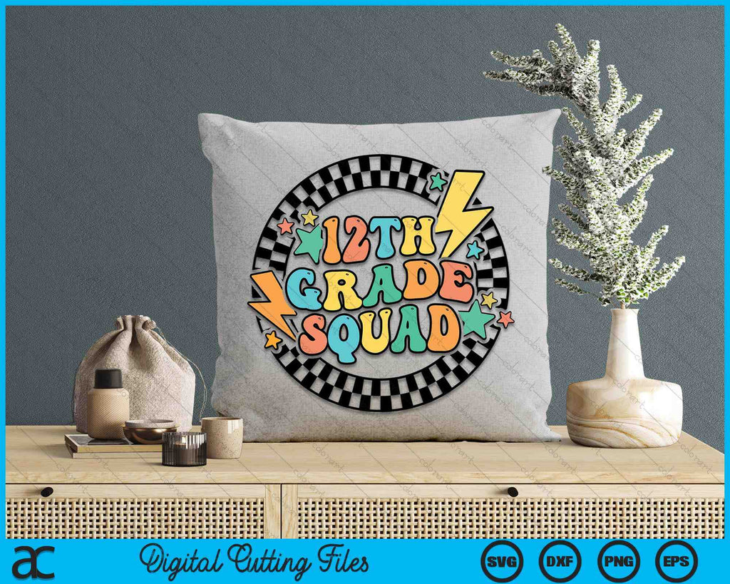 Back To School Groovy Teacher 12th Grade Crew Squad Team SVG PNG Files ...