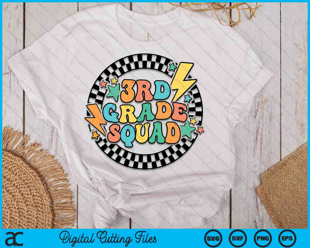 Back To School Groovy Teacher 3rd Grade Crew Squad Team SVG PNG Files ...