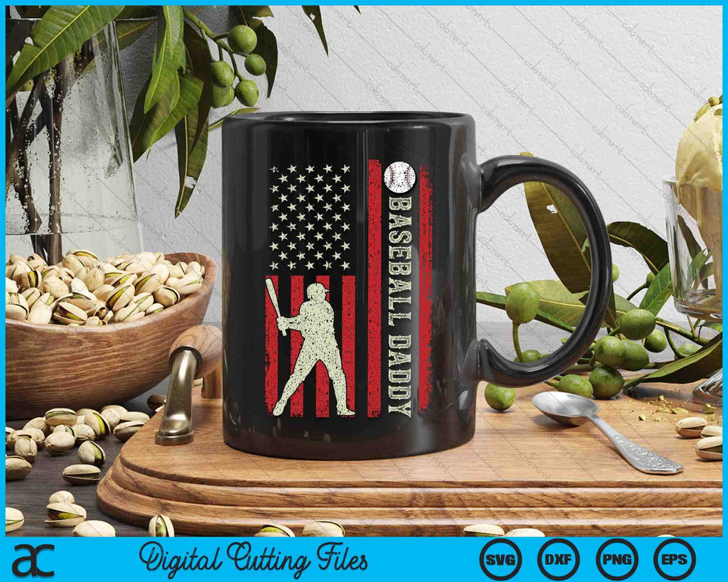 Baseball Daddy US Flag Patriotic Fathers Day SVG PNG Printable Files ...
