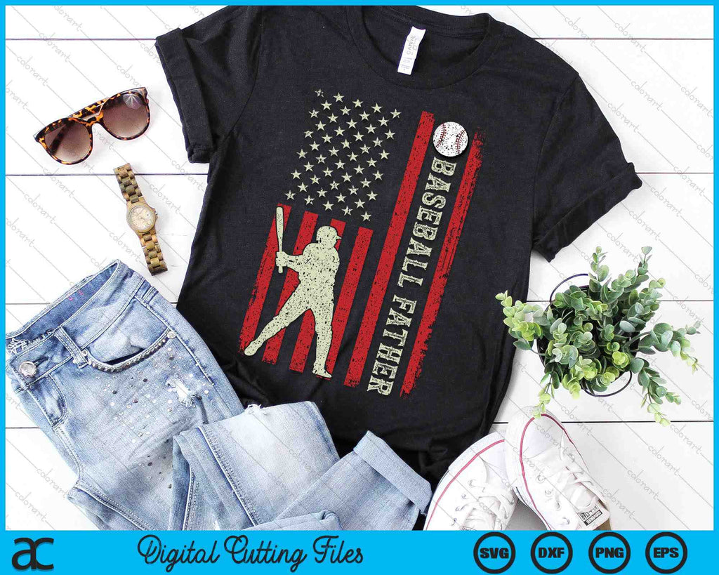 Baseball Father US Flag Patriotic Fathers Day SVG PNG Printable Files ...
