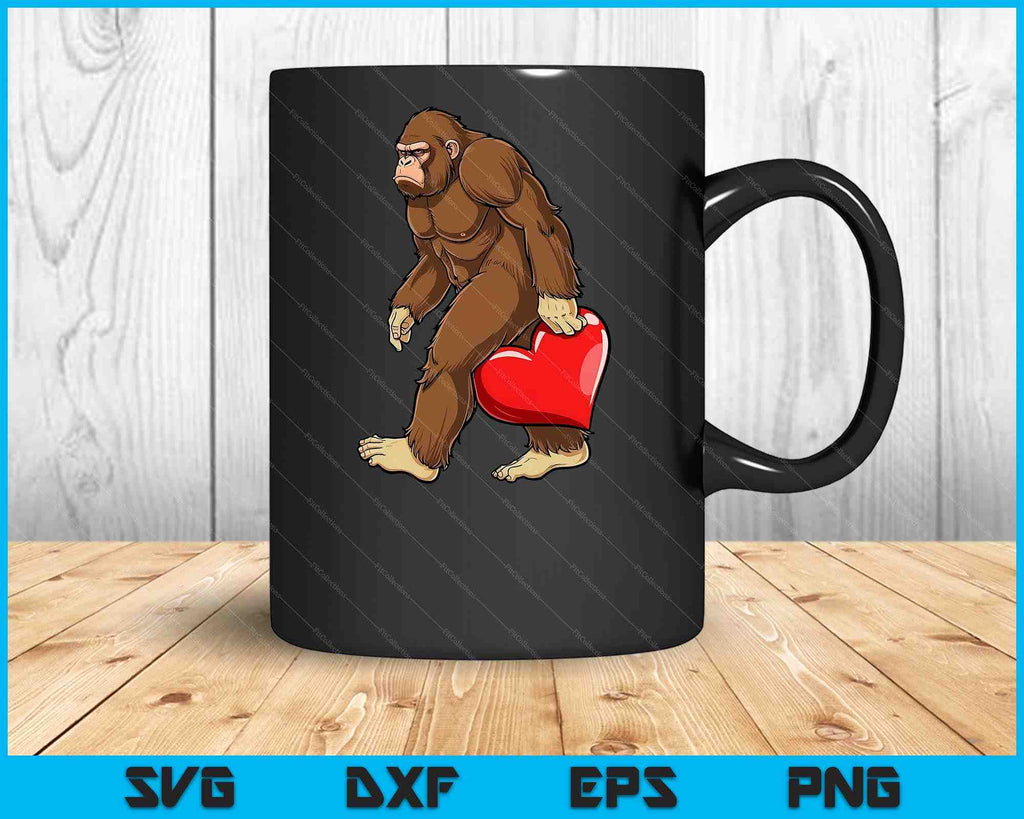 Bigfoot Heart Valentines Day Boys Men Love Sasquatch SVG PNG Files ...