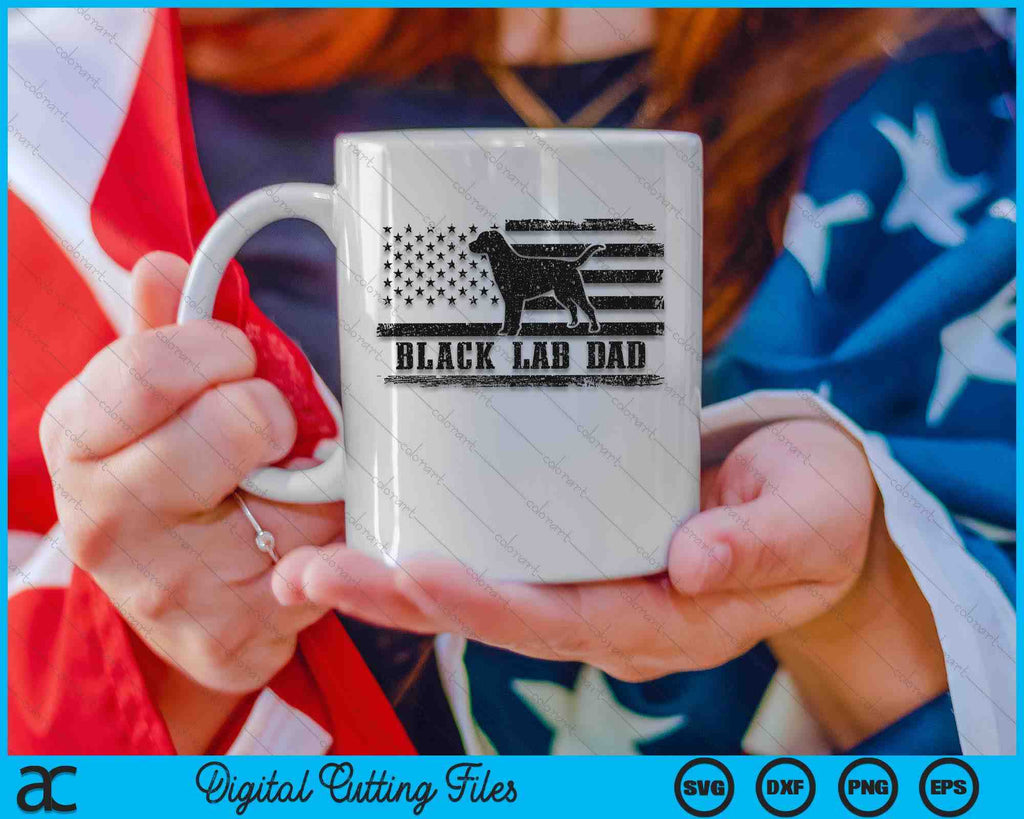 Black Lab Dad Distressed American Flag Patriotic Dog SVG PNG Files ...