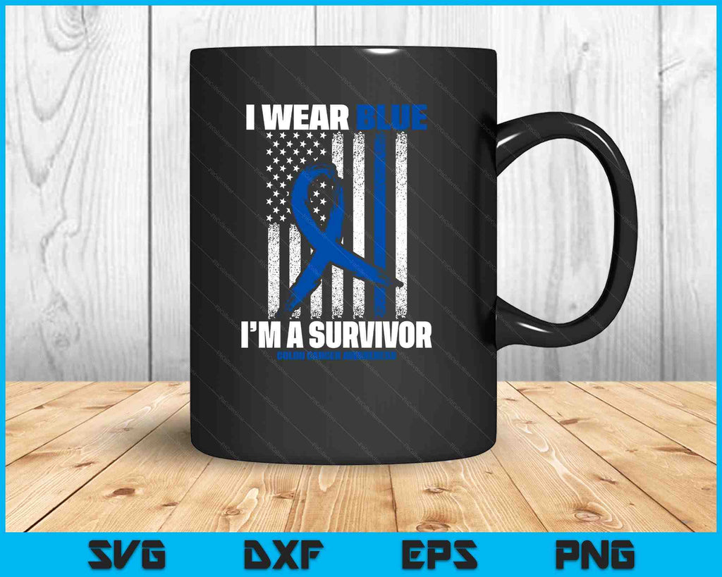 Blue Colon Cancer Survivor Flag Cancer Free SVG PNG Printable Files ...