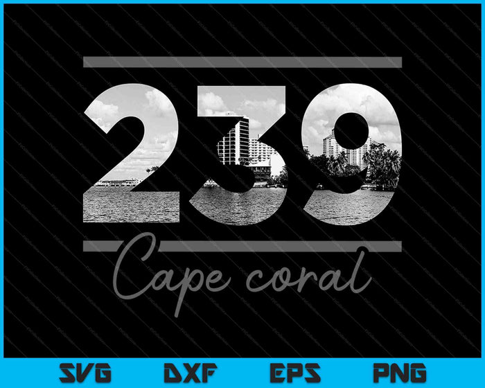 Cape Coral 239 Area Code Skyline Florida Vintage SVG PNG – creativeusarts