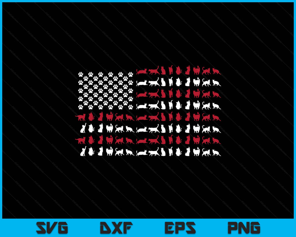 Cat American Flag USA Paws Patriotic SVG PNG Digital Printable Files ...