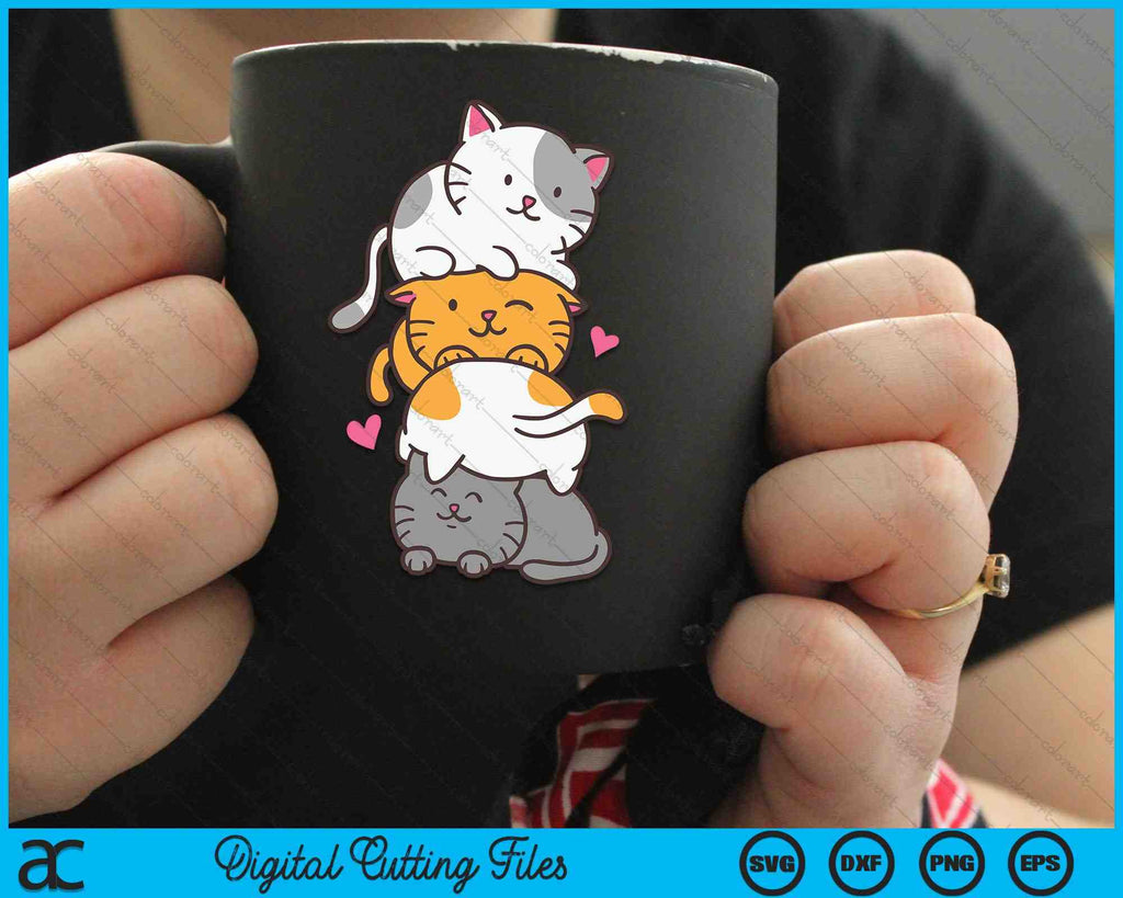 Cats Cute Pile Anime Kawaii Neko SVG PNG Digital Cutting Files ...
