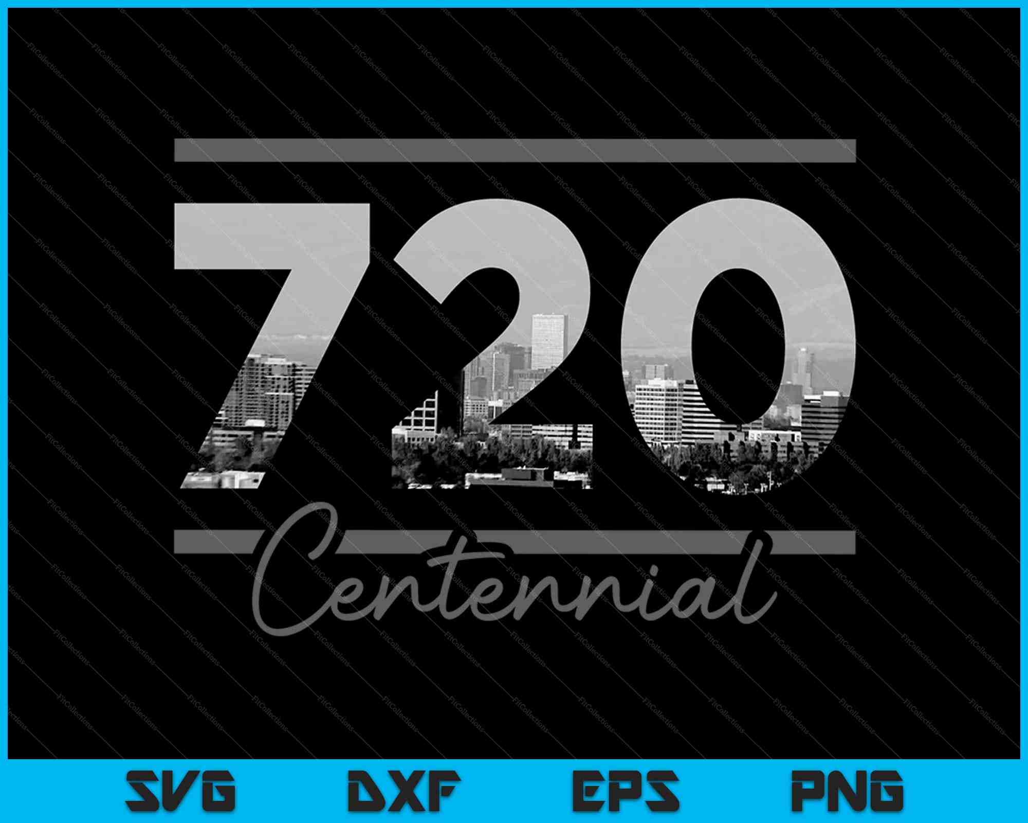 Centennial 720 Area Code Skyline Colorado Vintage SVG PNG Files ...