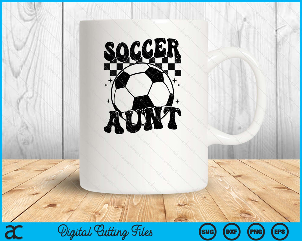 Checkered Soccer Aunt Retro Soccer Season SVG PNG Digital Cutting File ...