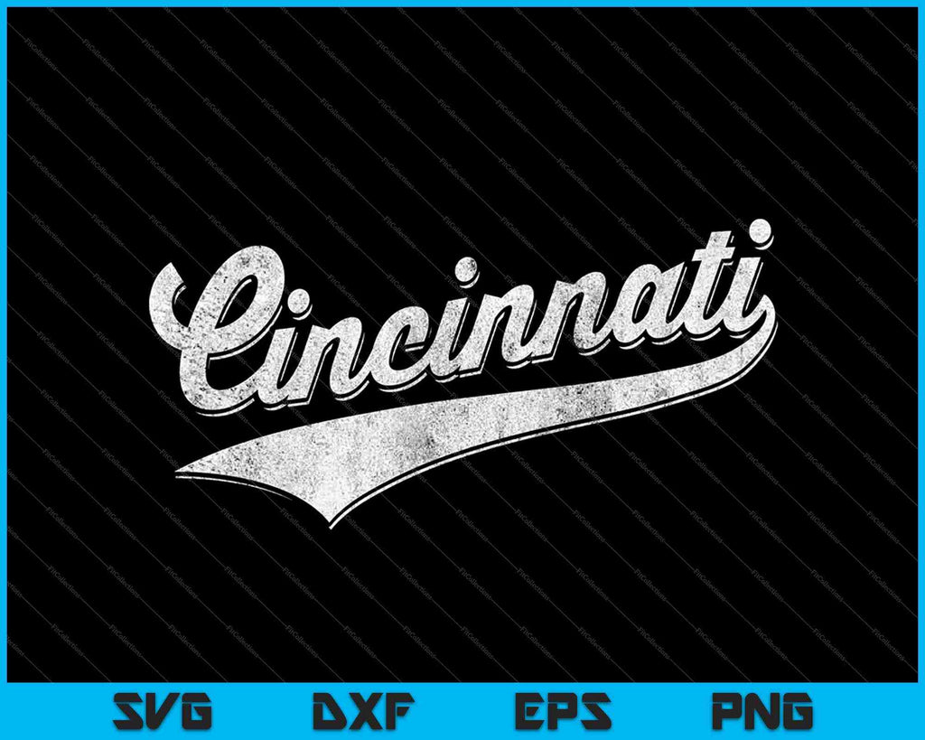 Cincinnati Ohio Retro Script Sports Jersey Flag SVG PNG Files ...