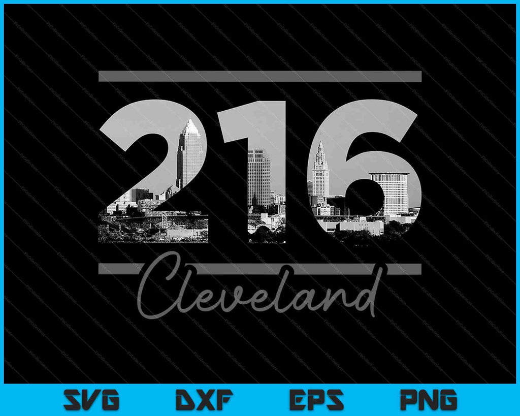 Cleveland 216 Area Code Skyline Ohio Vintage SVG PNG Cutting Files ...