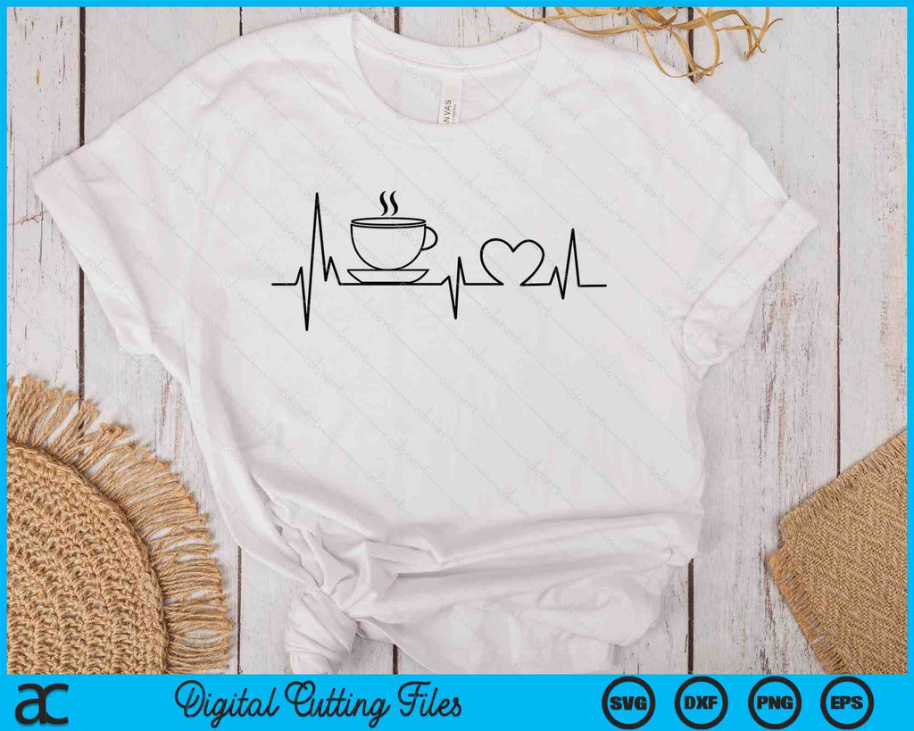 Coffee Cup Heartbeat Coffee Pulse SVG PNG Digital Printable Files ...