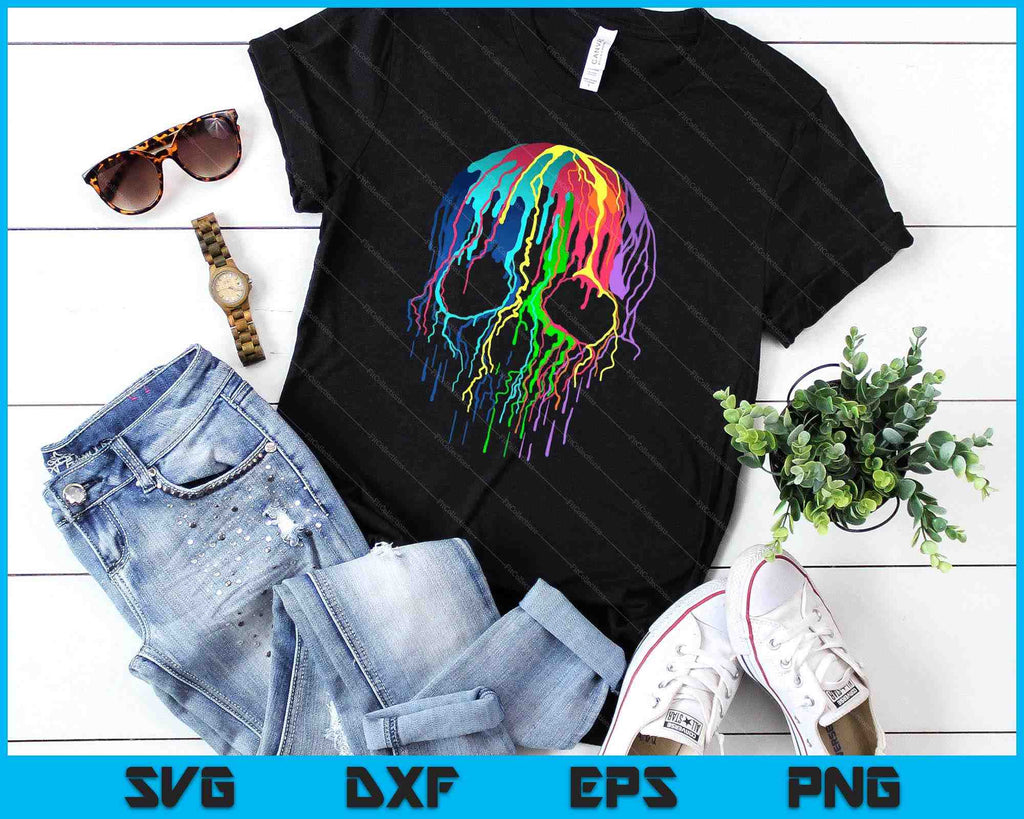Colorful Paint Dripping Skull - Paint Drip Skeleton Head SVG Files ...