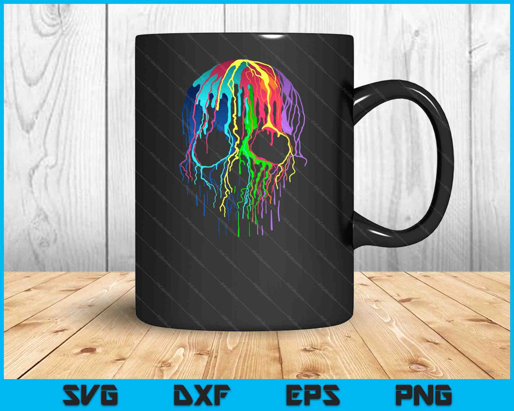 Colorful Paint Dripping Skull - Paint Drip Skeleton Head SVG Files ...