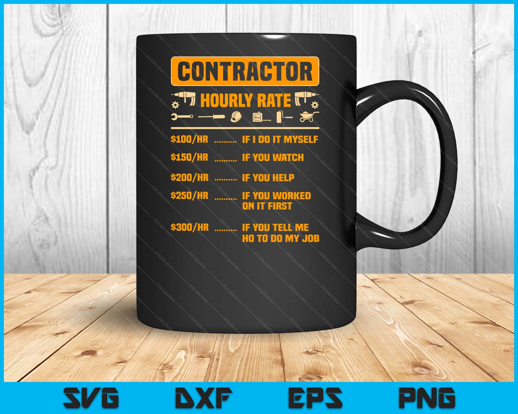 Contractor Hourly Rate Price Chart Labor Handyman SVG Cutting Files ...