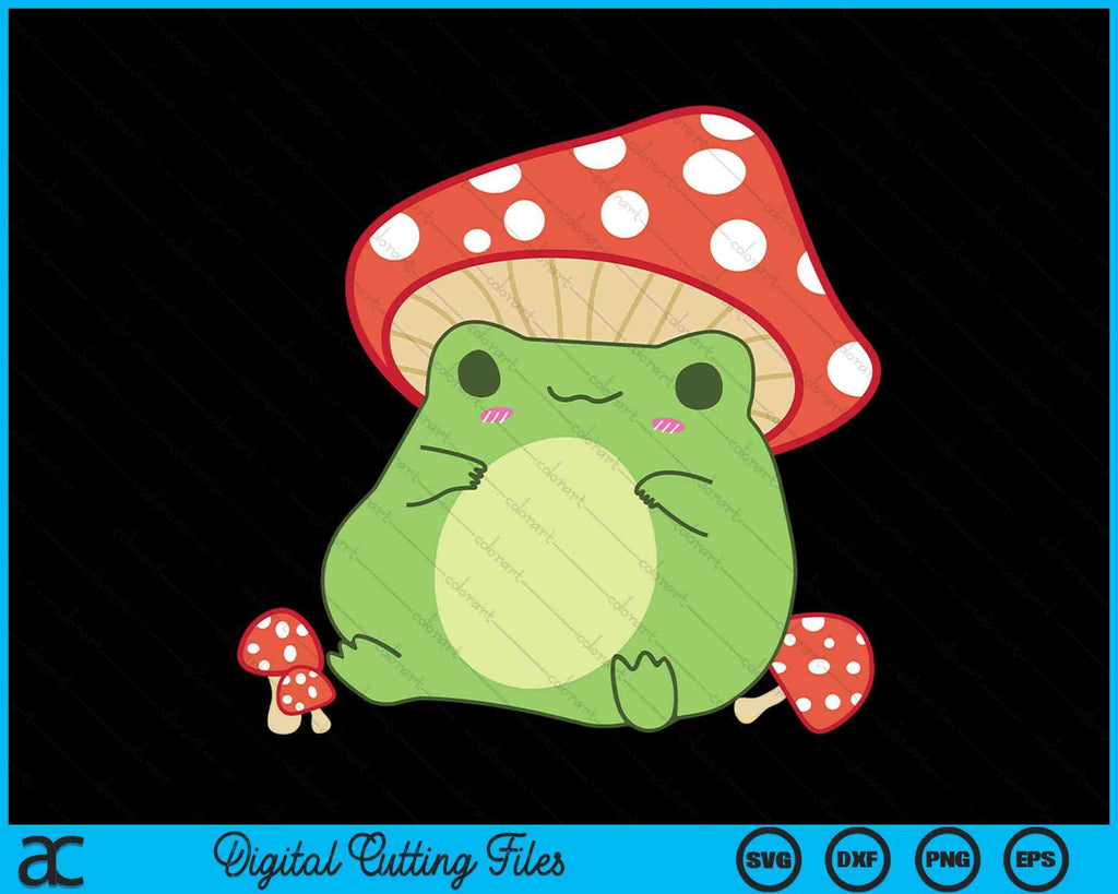 Cottagecore Frog Aesthetic Cute Frog With Mushroom Hat SVG PNG Files ...