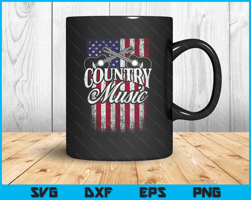 Country Music Guitar & American Flag Western SVG PNG Digital Files ...