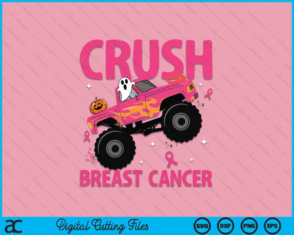 Crush Breast Cancer Awareness Monster Truck Halloween SVG PNG File ...